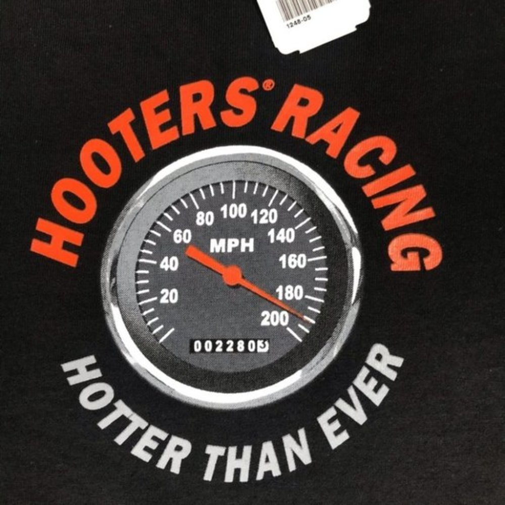 Vtg Hooters Graphic Logo Large Tee Nascar Racing - Gem